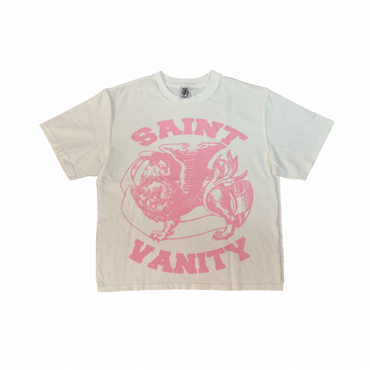 WHITE & PINK SAINT VANITY T-SHIRT – Saint Vanity