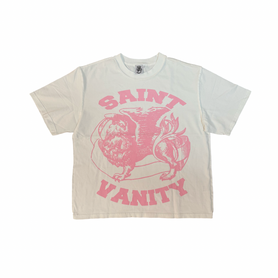 WHITE & PINK SAINT VANITY T-SHIRT – Saint Vanity
